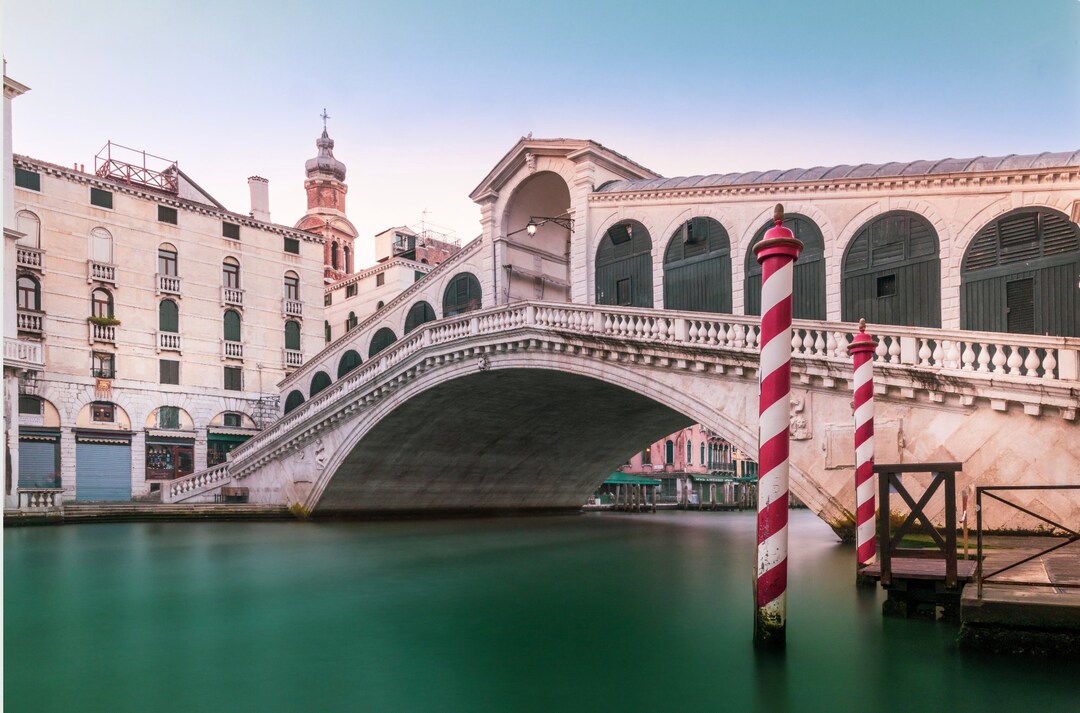 Rialto Bridge at Sunrise/sunset, Candy Cane Colors, Original Canvas ...