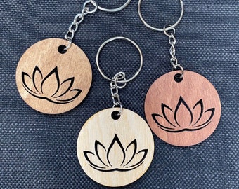 Crystal Key Chain/ Lotus Charm Keychain/ Lotus Flower Crystal Keyring ...