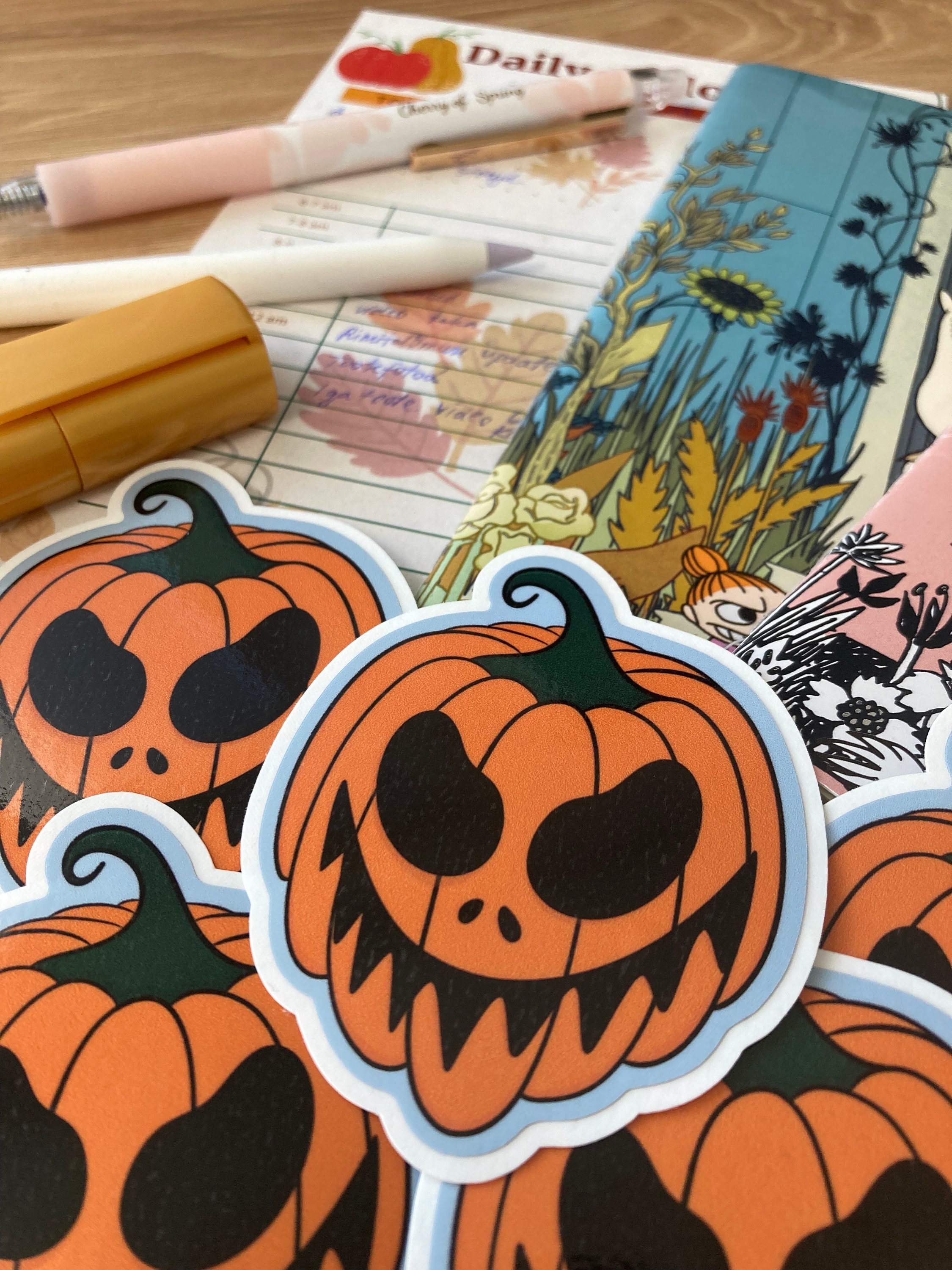 Spooky Halloween Laminated Sticker. Magical Evil Pumpkin Jack-o’-latern ...