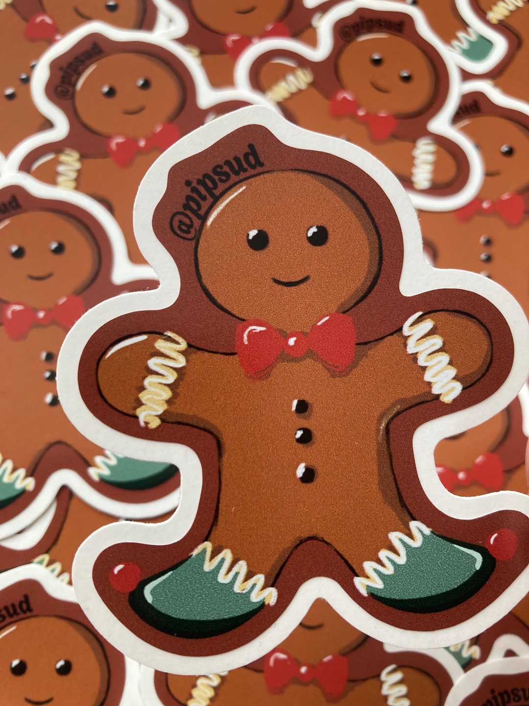 Gingerbread Man Vinyl Sticker Art. Cute Winter Holiday Stickers. Glossy ...