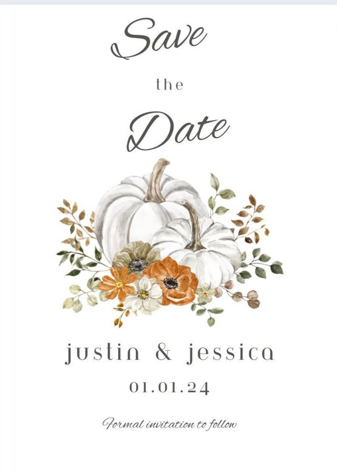 Editable Autumn Wedding Save the Date - Fall Save the Date - Canva ...