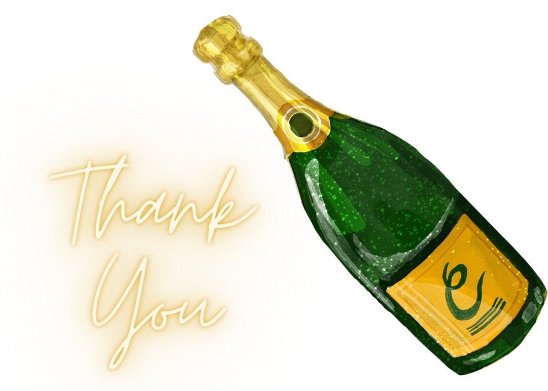 Champagne Thank You Card - Printable Thank You - Wedding Thank You Card ...