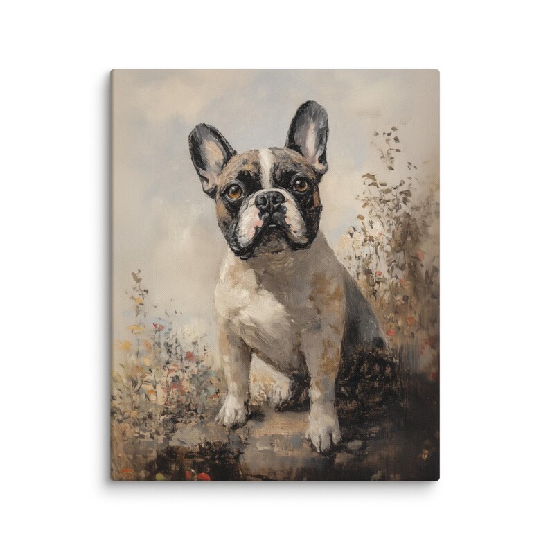 Brindle French Bulldog Portrait, Rustic Dog Art Canvas Print, Frenchie ...