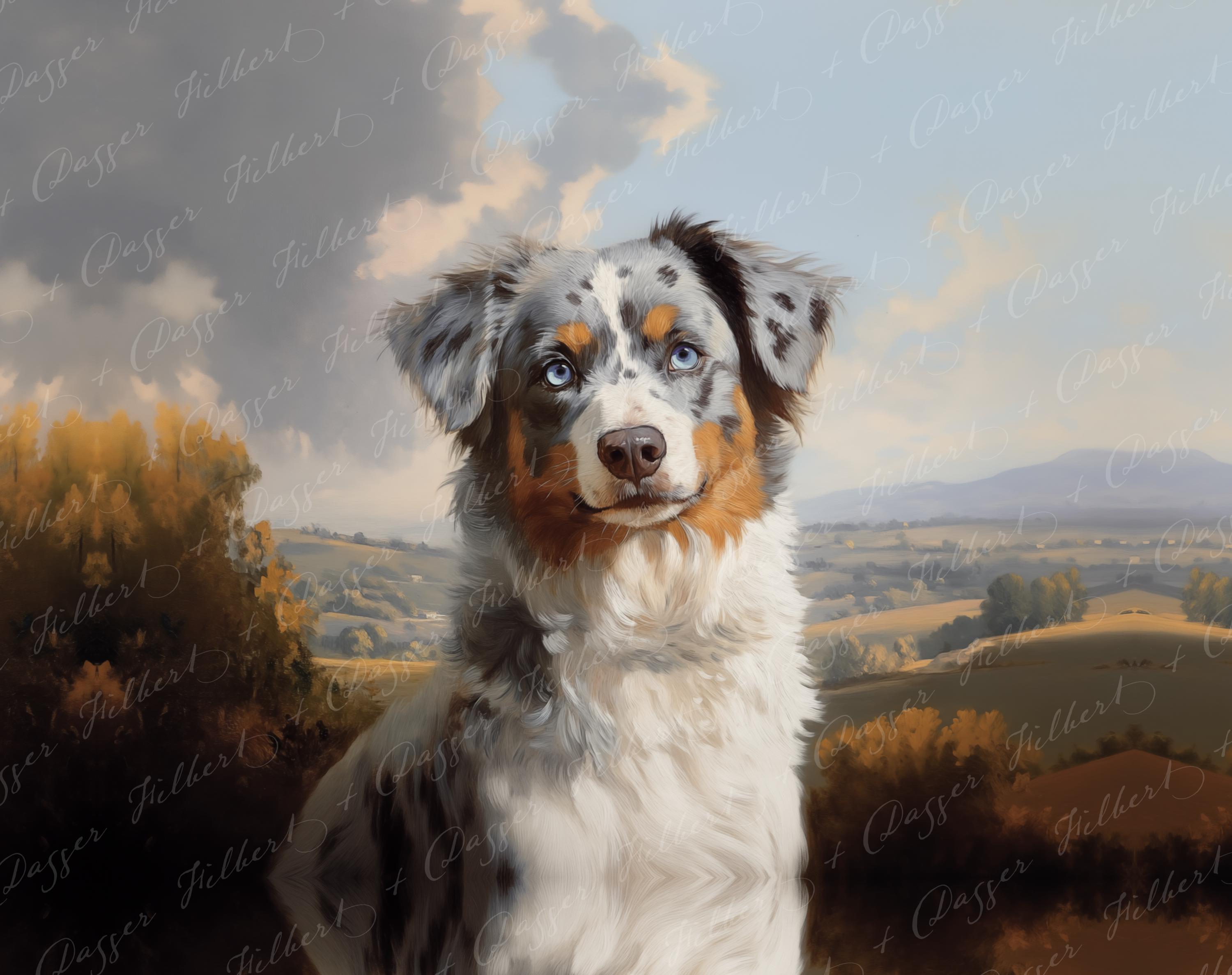 Australian Shepherd Art - Aussie Dog Oil Painting, Australian Shepherd Gift, Aussie Mom or Dad ...