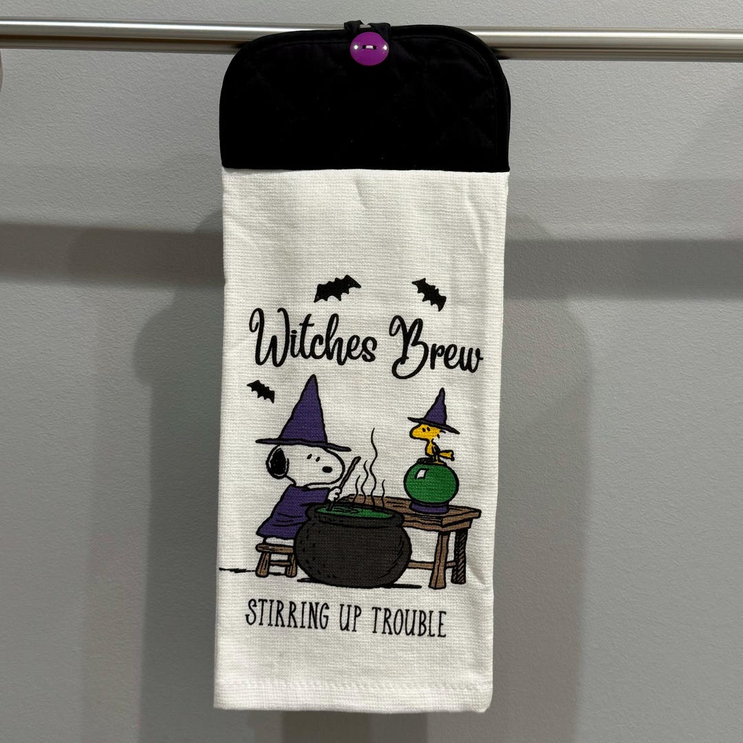 Snoopy “witches Brew Stirring up Trouble” Hanging Kitchen Towel With ...