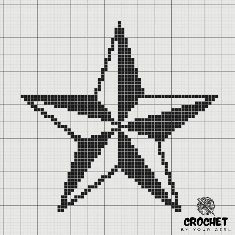 Nautical Star Tapestry Crochet Graph Single Crochet Color Chart Throw ...