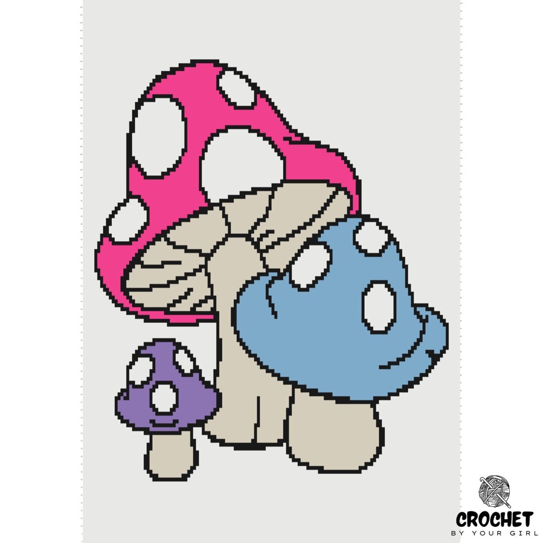Colorful Mushrooms Graphgan | Crochet Afghan Pattern | Crochet Graphgan ...