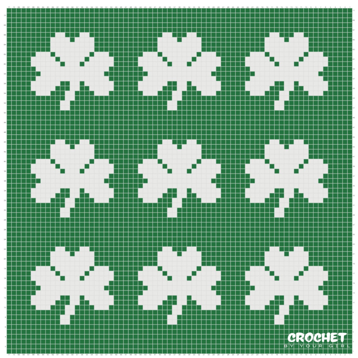 Shamrock Crochet Graph | Single Crochet Color Chart | St. Patrick's Day ...