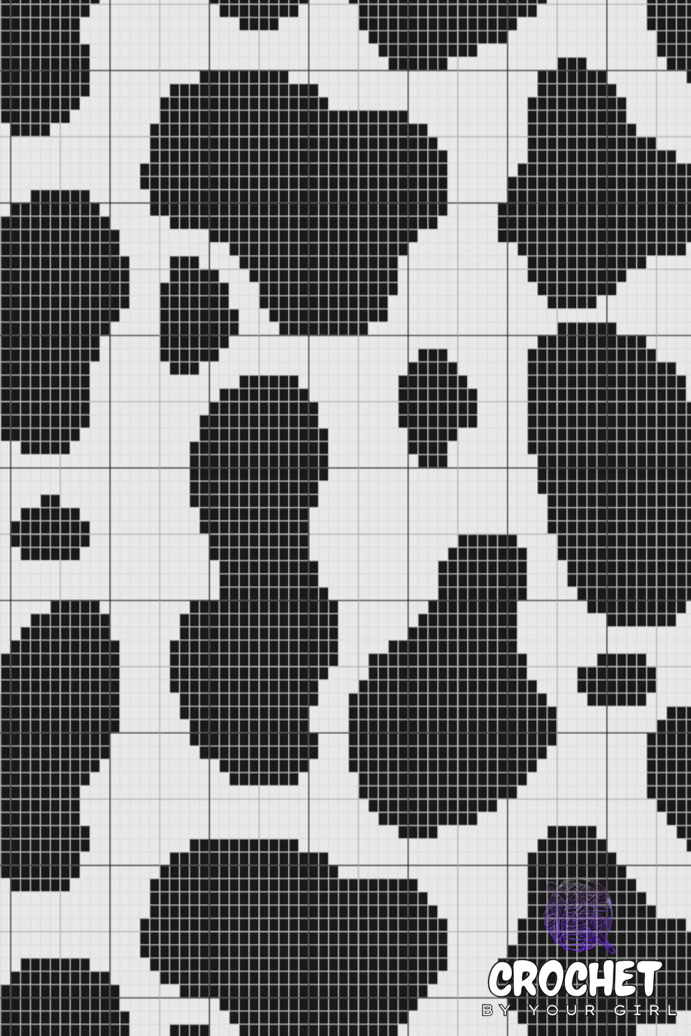 Cow Print Graphghan | Cow Spots Afghan Pattern | Cow Print Throw 40"x60 ...