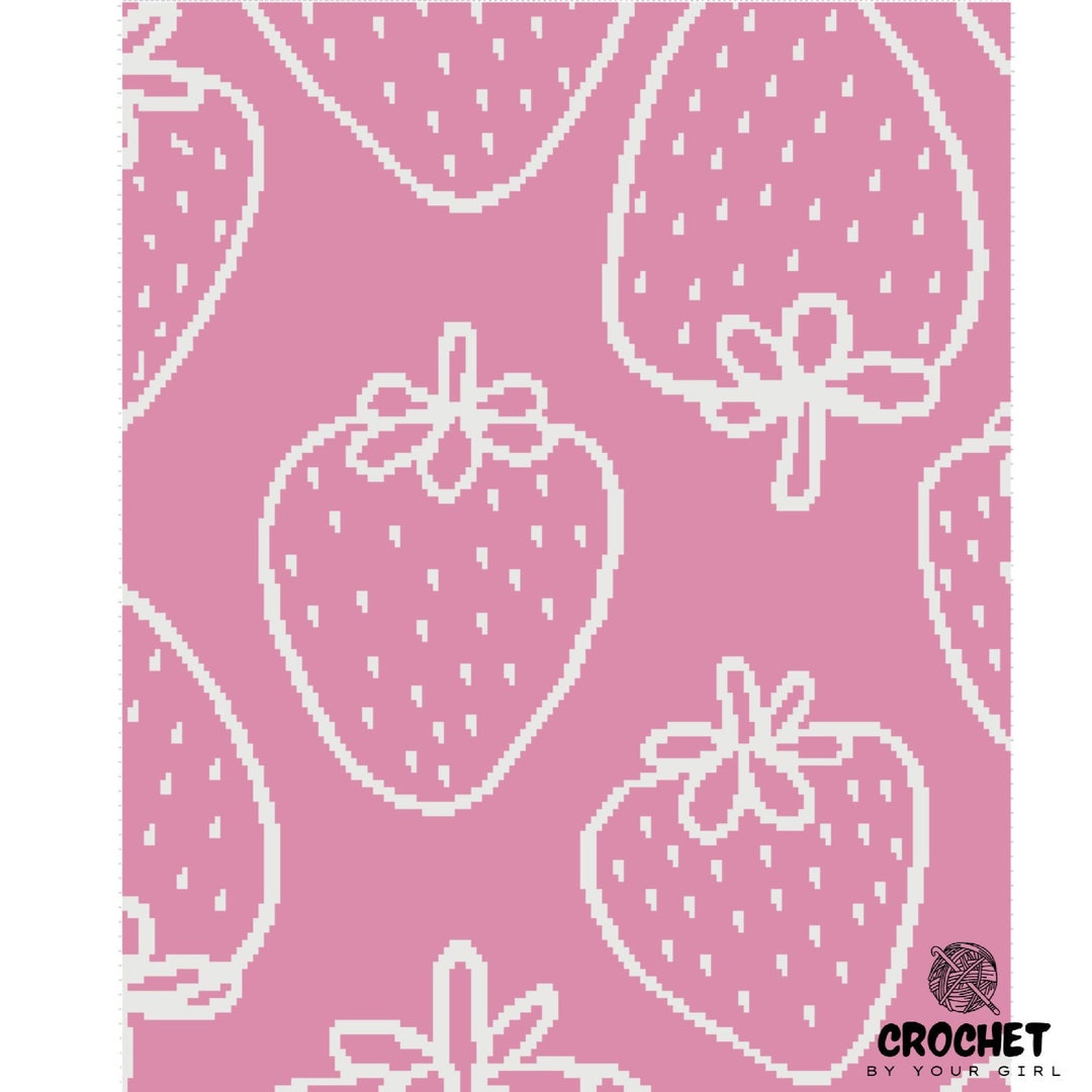Strawberries Graphgan | Pink Crochet Afghan Pattern | Half Double ...