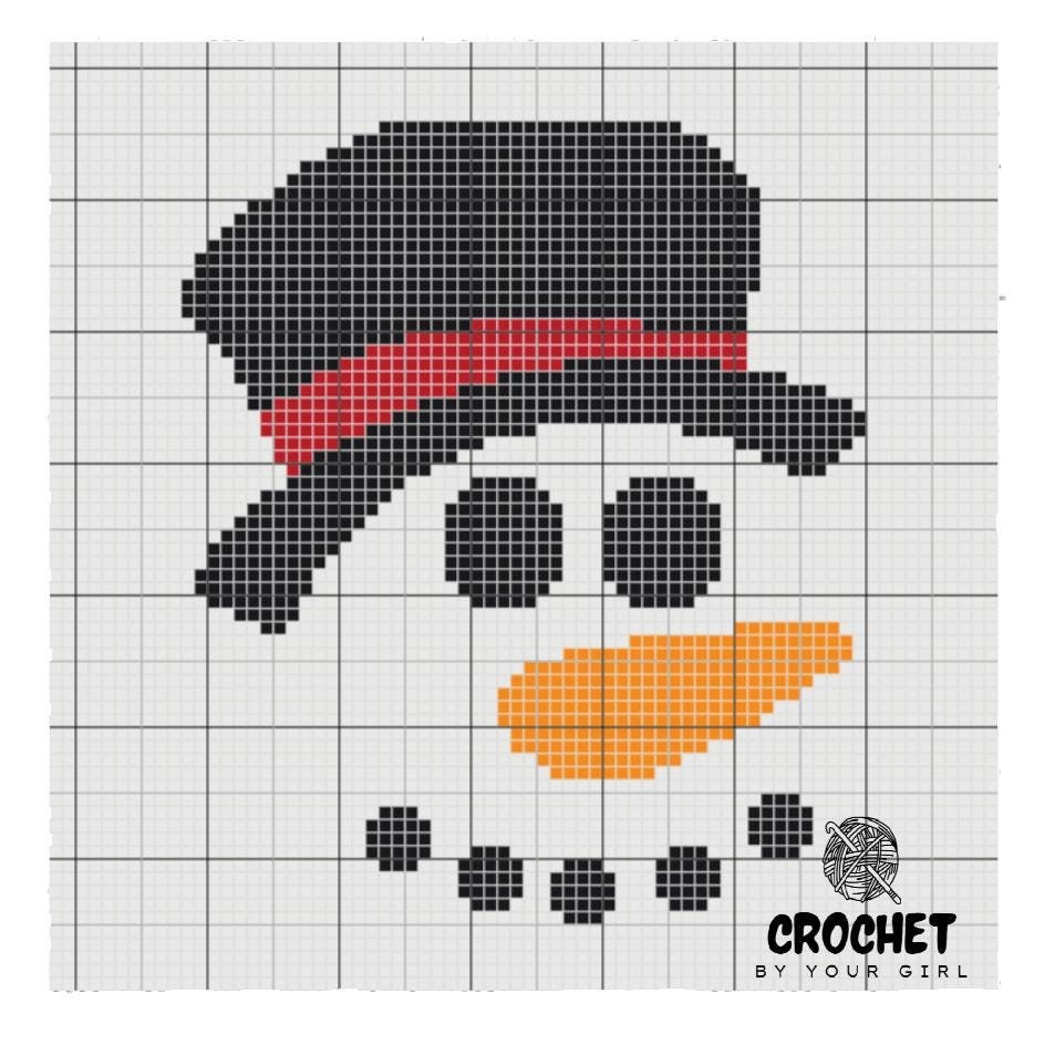 Snowmantapestry Crochet Graph Single Crochet Color Chart Throw Pillow ...