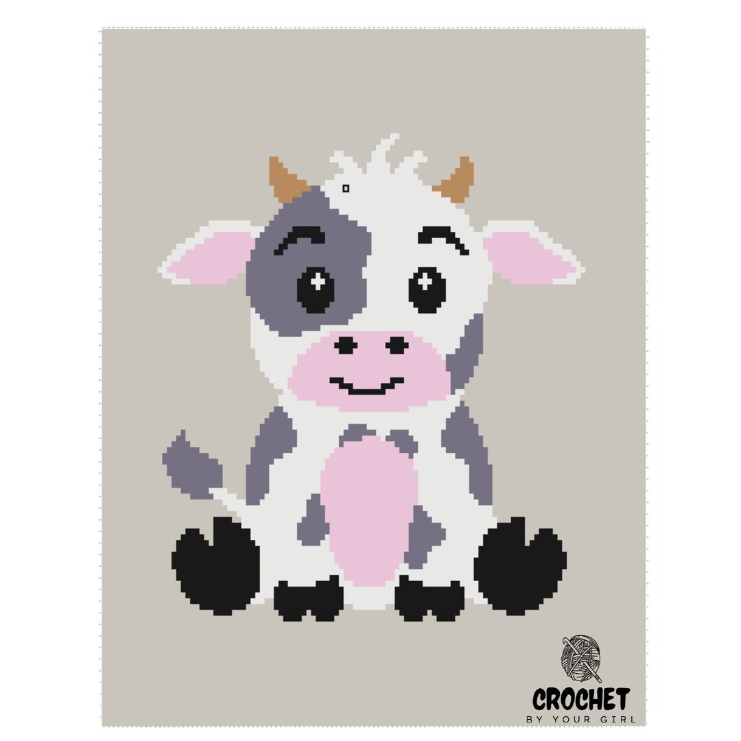 Baby Cow Graphgan 36" X 48" | Crochet Afghan Pattern | Crochet Graphgan ...