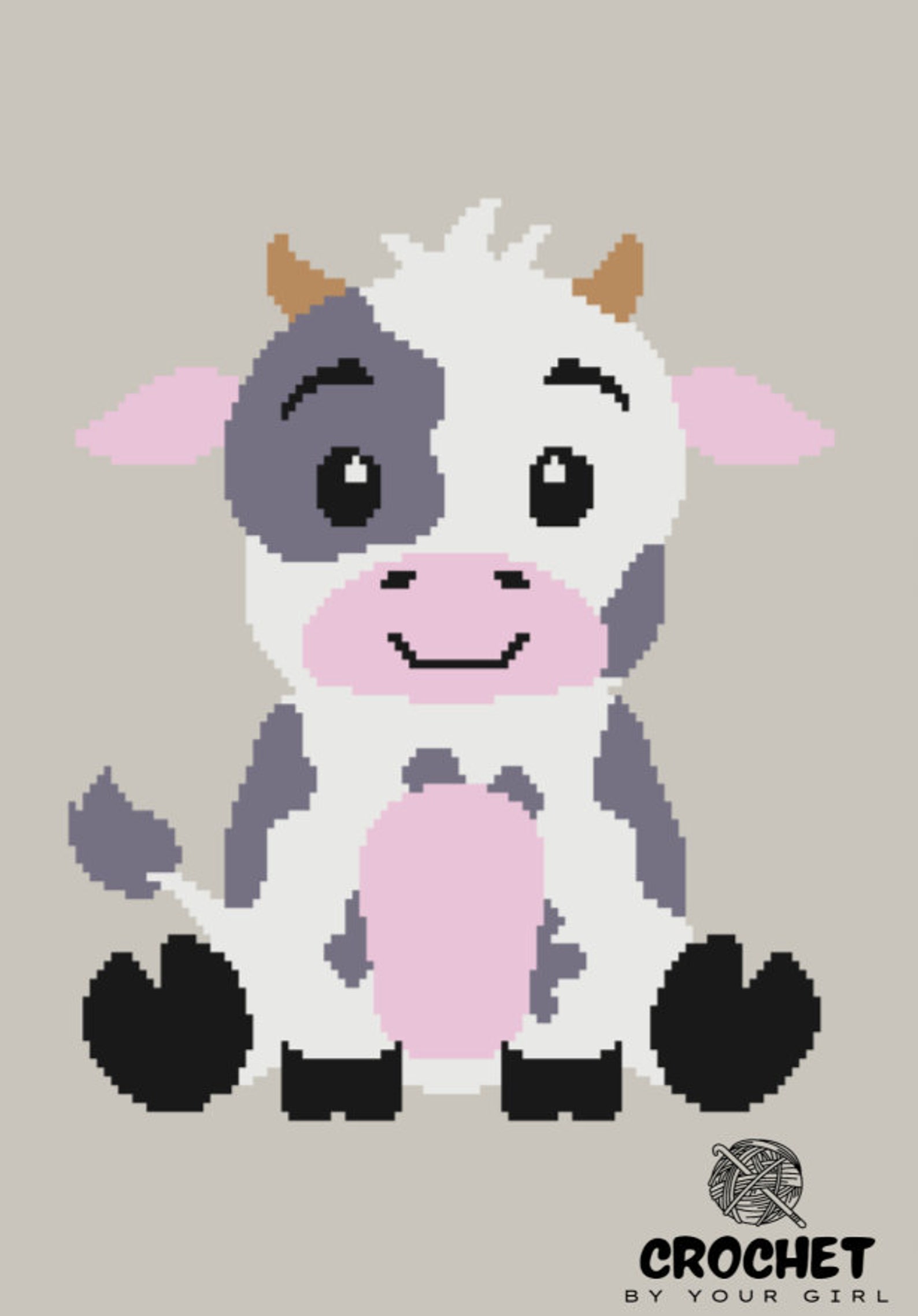 Baby Cow Graphghan | Baby Cow Half Double Crochet Afghan Pattern | Calf ...