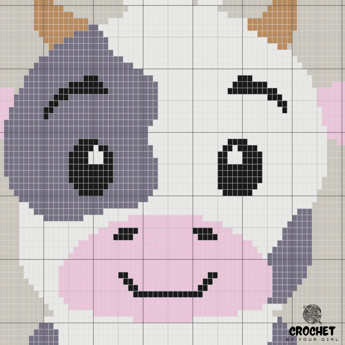 Baby Cow Graphghan | Baby Cow Half Double Crochet Afghan Pattern | Calf ...