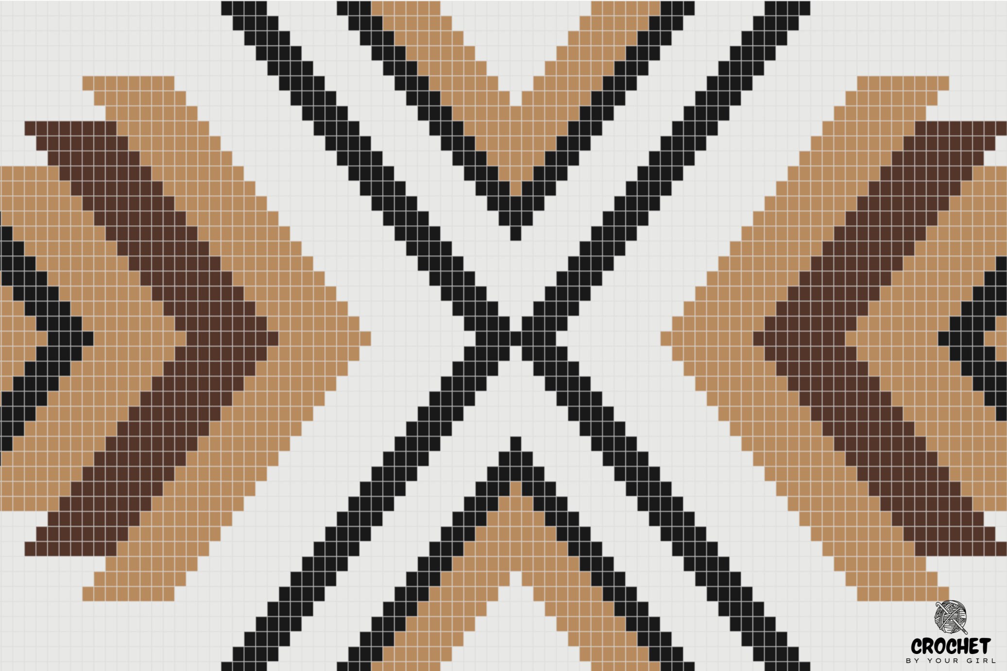 Boho Tapestry Graph Half Double Crochet Color Chart Boho Decor Pattern ...