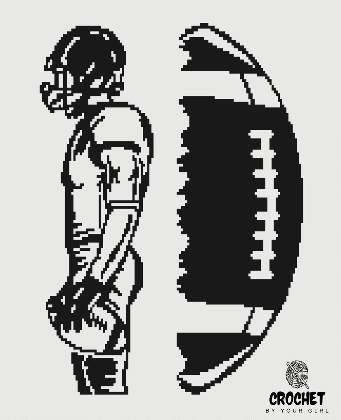 Football Player Crochet Afghan Pattern: Half Double Stitch Graphgan ...