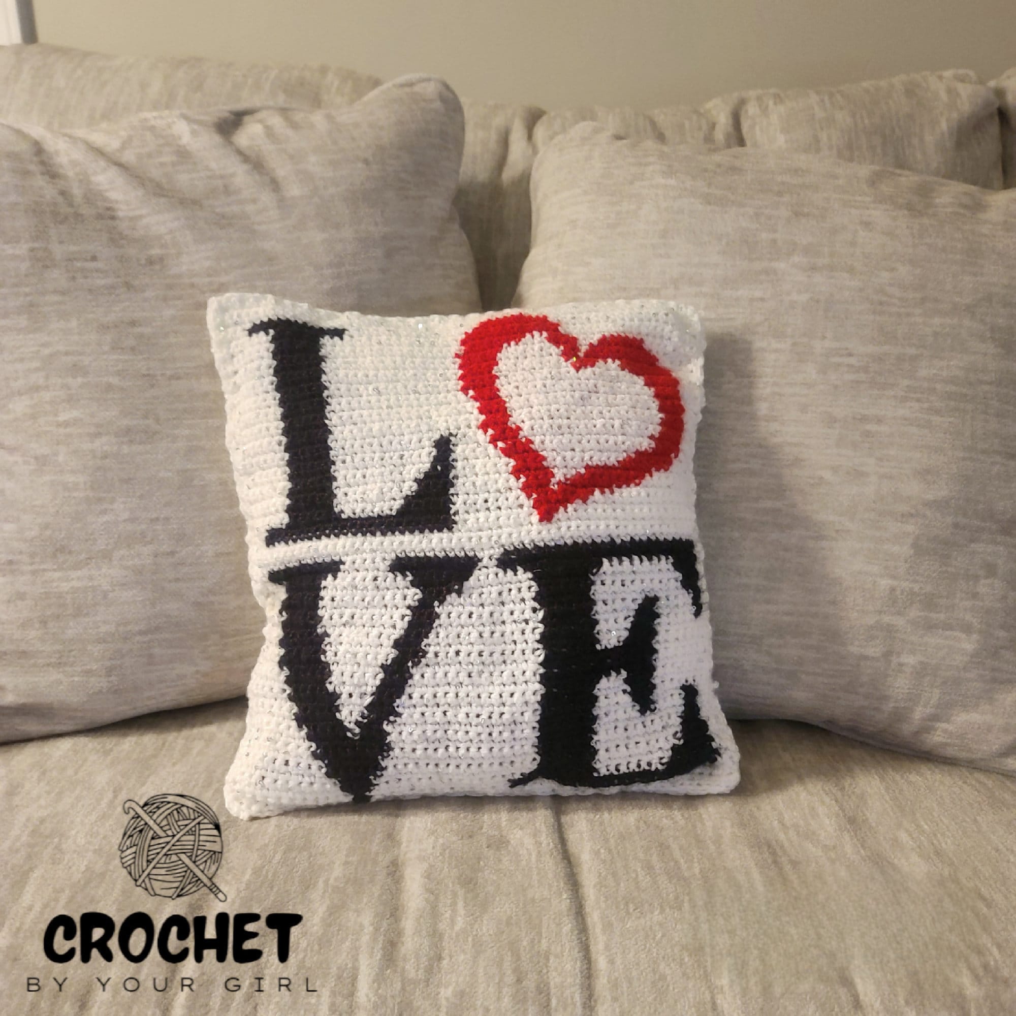 Valentine's LOVE Crochet Graph Pattern | Throw Pillow, Tapestry (PDF ...