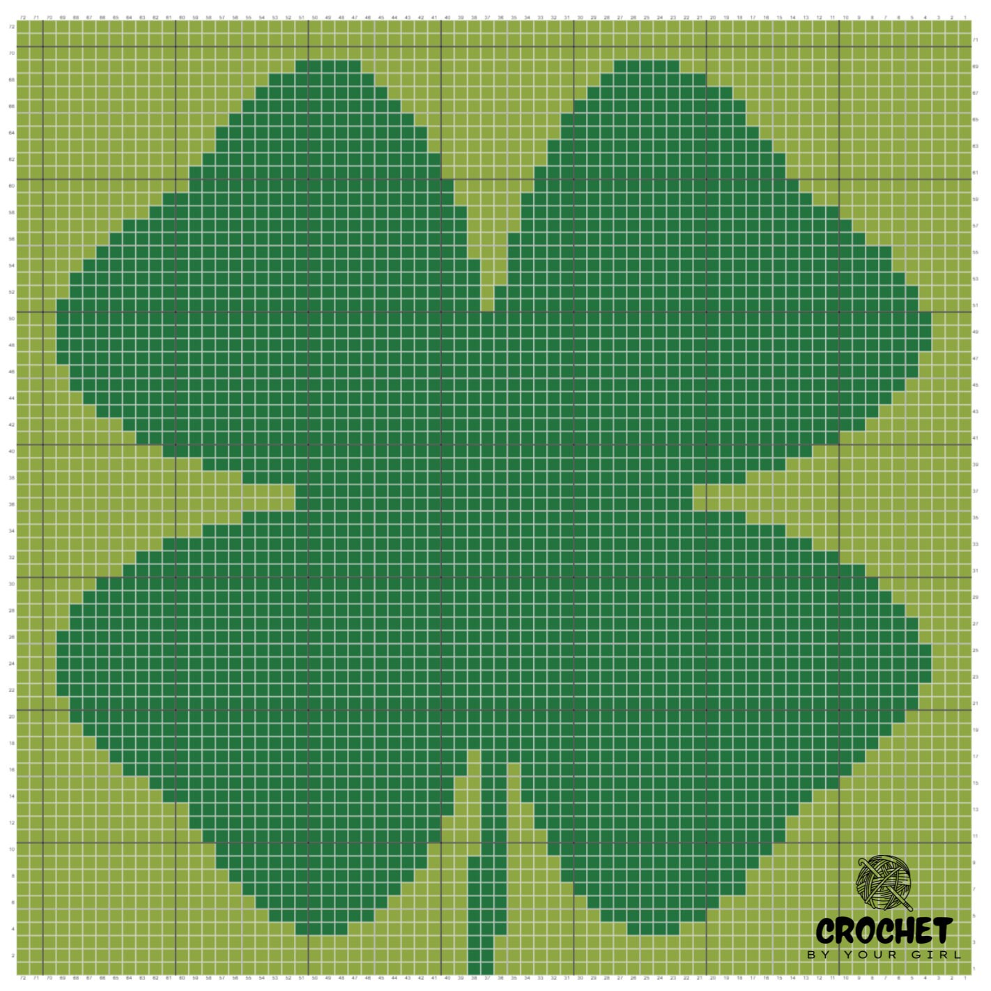 St. Patrick's Day Four-leaf Clover Crochet Graph Single Crochet Color ...