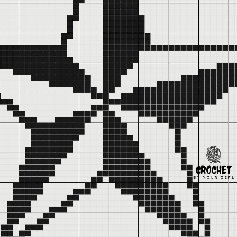 Nautical Star Tapestry Crochet Graph Single Crochet Color Chart Throw ...
