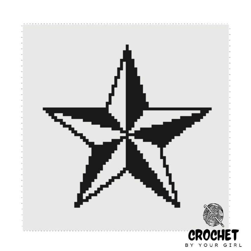 Nautical Star Tapestry Crochet Graph | Single Crochet Color Chart ...