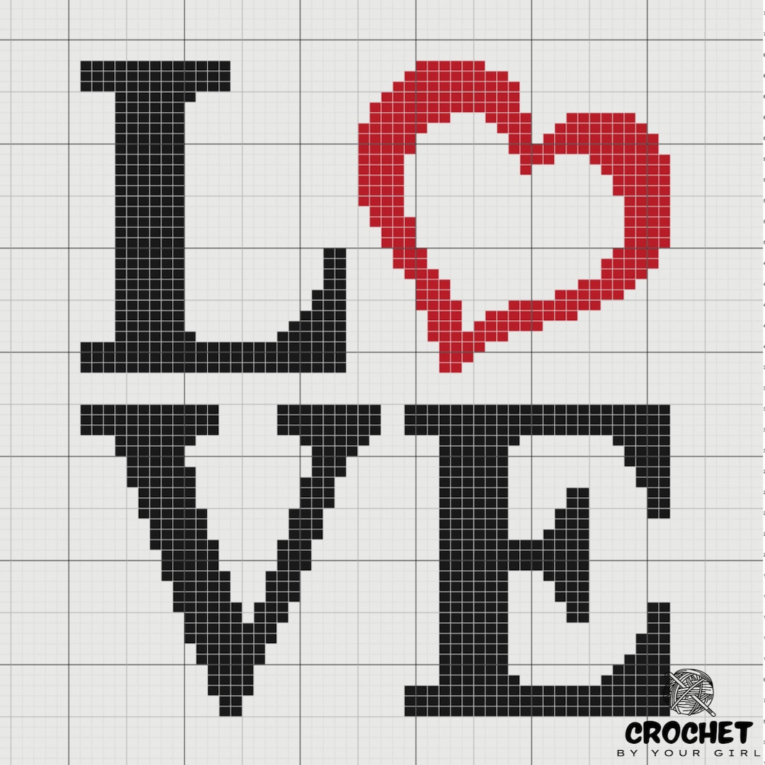 Valentine's LOVE Crochet Graph Pattern | Throw Pillow, Tapestry (PDF ...
