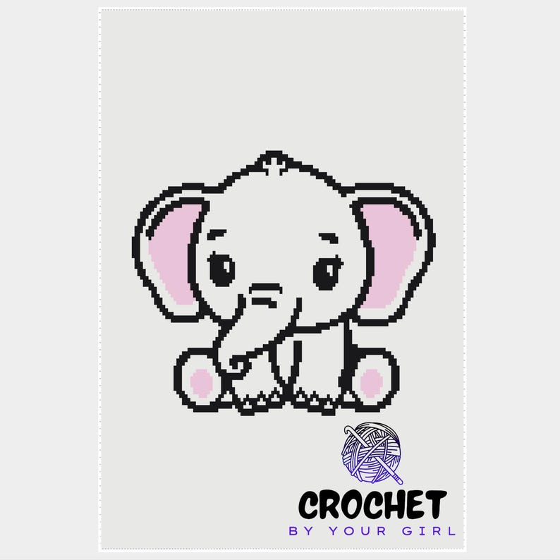 Baby Elephant Crochet Graph – NOT C2C – HDC Afghan Pattern (PDF) - Etsy ...