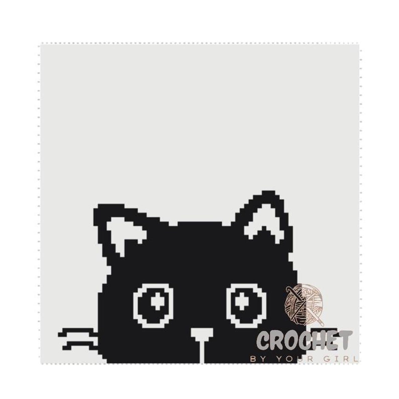 Peeking Cat Tapestry Crochet Graph | Single Crochet Color Chart | Throw ...