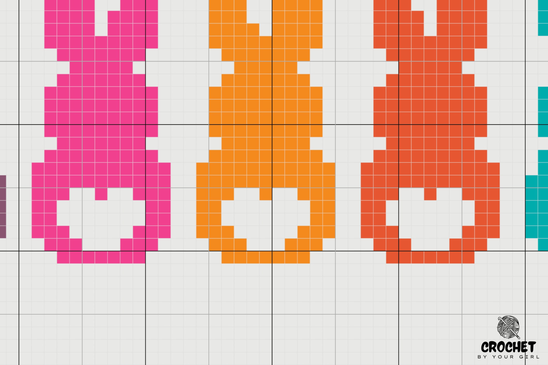 Easter Bunny Crochet Graph | Single Crochet Color Chart | Easter Throw ...