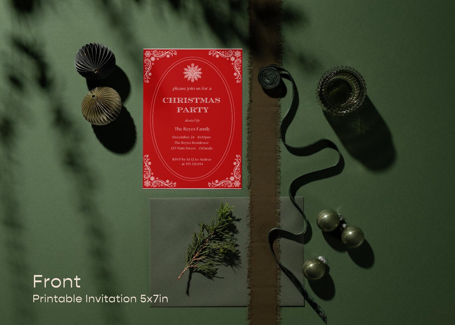 Elegant Christmas Party Invitation Digital or Printable Holiday Card - Etsy