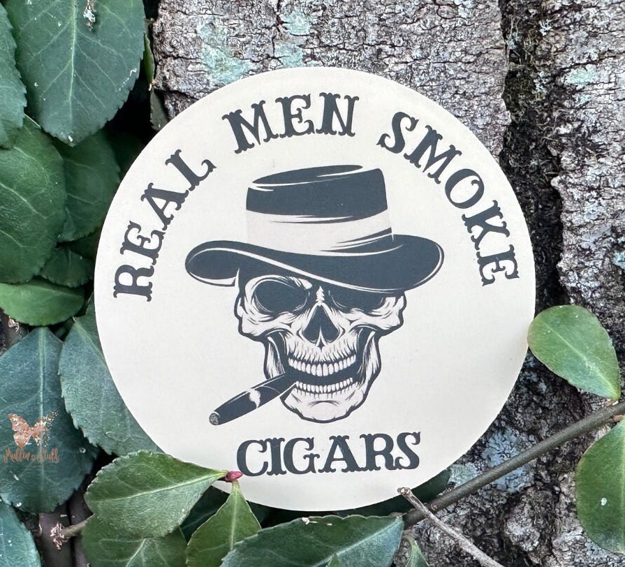 Real Men Smoke Cigars ~ Brown & Tan ~ Sticker ~ Water Resistant ...