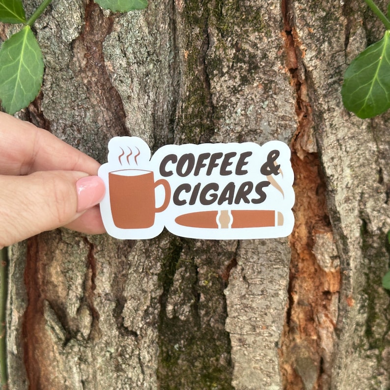 Coffee and Cigars Sticker Gloss White - Etsy