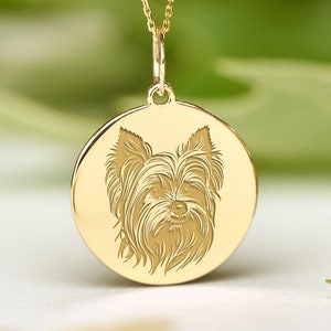 14k Solid Gold Yorkshire Terrier Necklace • Dainty Yorkie Dog Pendant ...