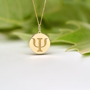 14k Solid Gold Psi Symbol Necklace • Psychology Pendant • Personalized ...