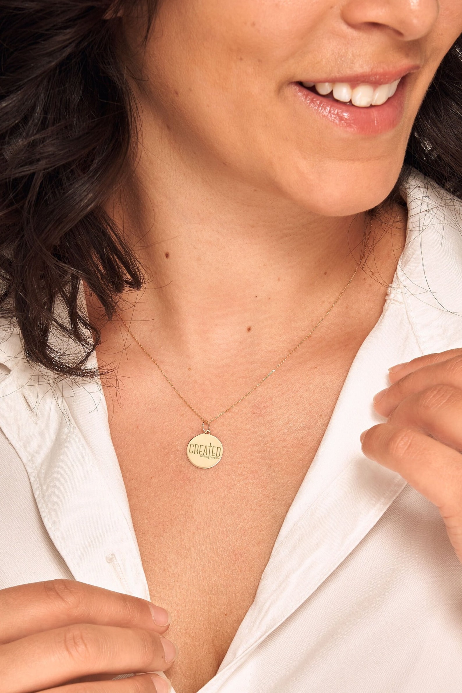 14k Solid Gold Bible Verse Necklace • “CREATED With A Purpose Charm ...