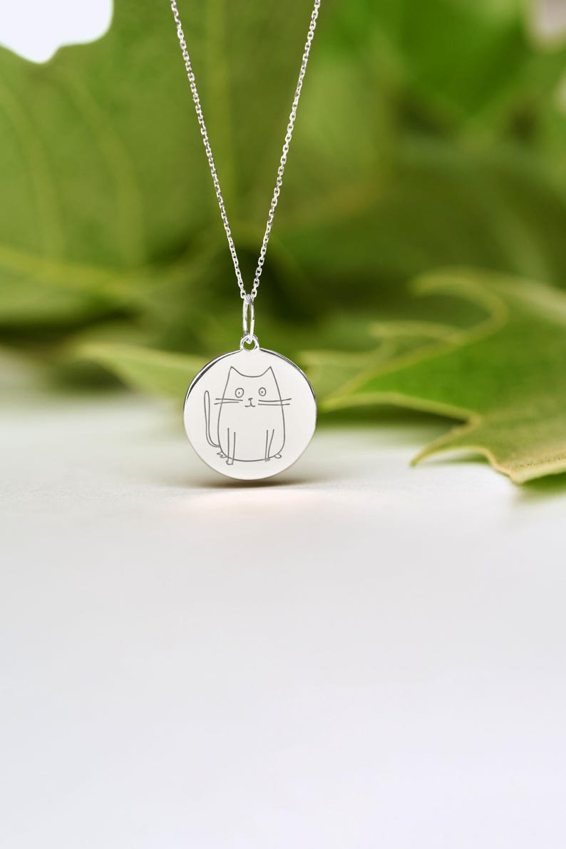 Sterling Silver Cute Cat Necklace • Dainty Cartoon Pendant • Kitty ...