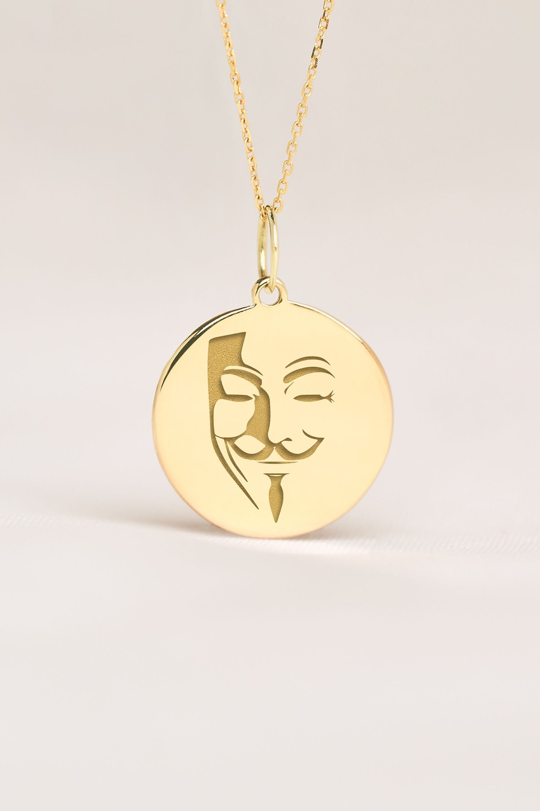 14k Solid Gold Anonymous Necklace • Dainty Hacker Pendant ...