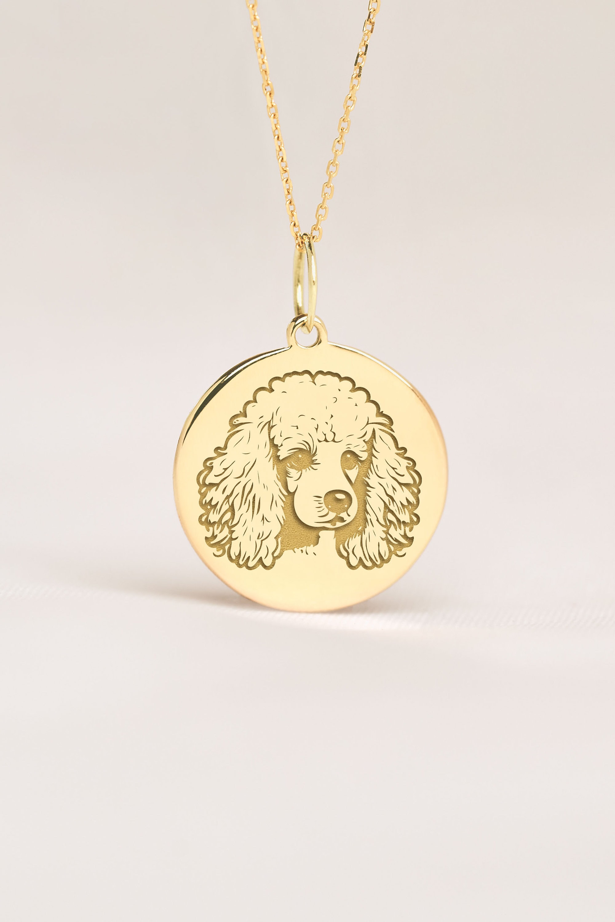 14k Solid Gold Poodle Necklace • Elegant Dog Pendant • Personalized ...