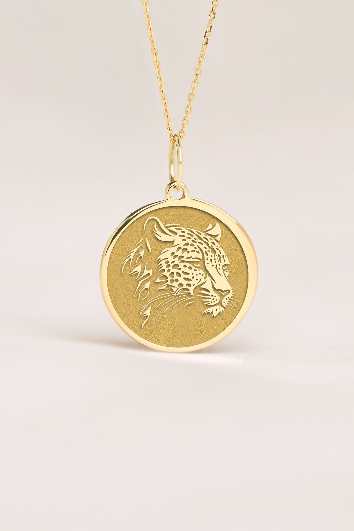 14k Solid Gold Panther Necklace Dainty Leopard Pendant Personalized ...