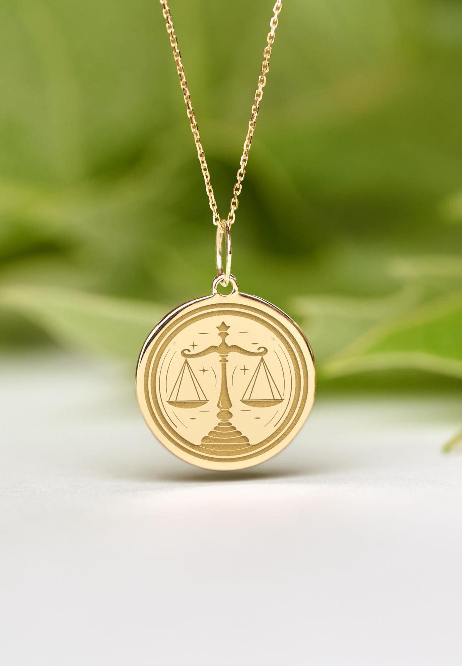 Personalized Gold Scale of Justice Necklace • 14K Solid Gold Law School ...