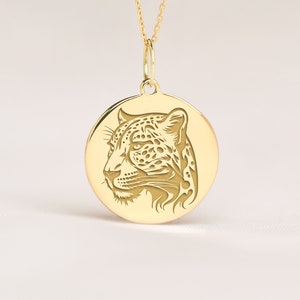 14k Solid Gold Leopard Necklace Dainty Panther Pendant Personalized ...