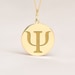 14k Solid Gold Psi Symbol Necklace • Psychology Pendant • Personalized ...