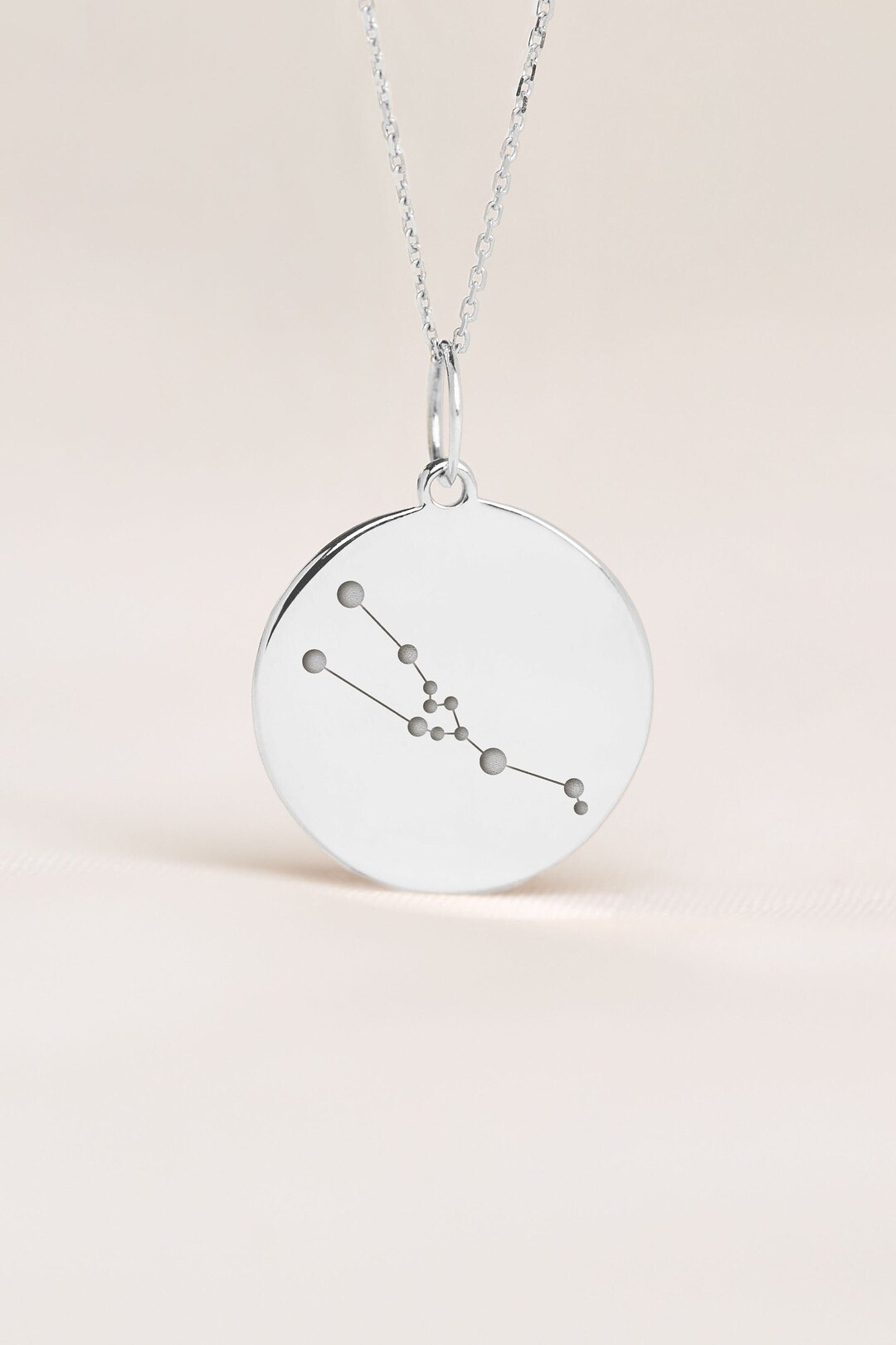 Sterling Silver Taurus Constellation Necklace • Zodiac Disc Pendant ...