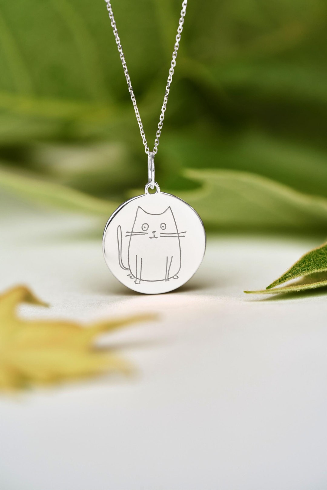 Sterling Silver Cute Cat Necklace • Dainty Cartoon Pendant • Kitty ...