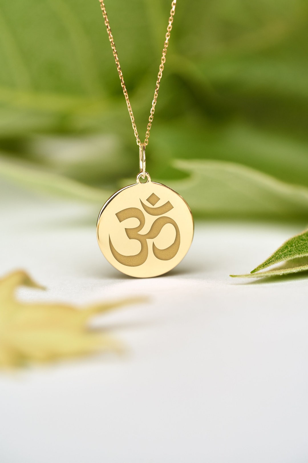 14k Solid Gold Om Symbol Necklace Dainty Om Symbol Pendant Personalized ...