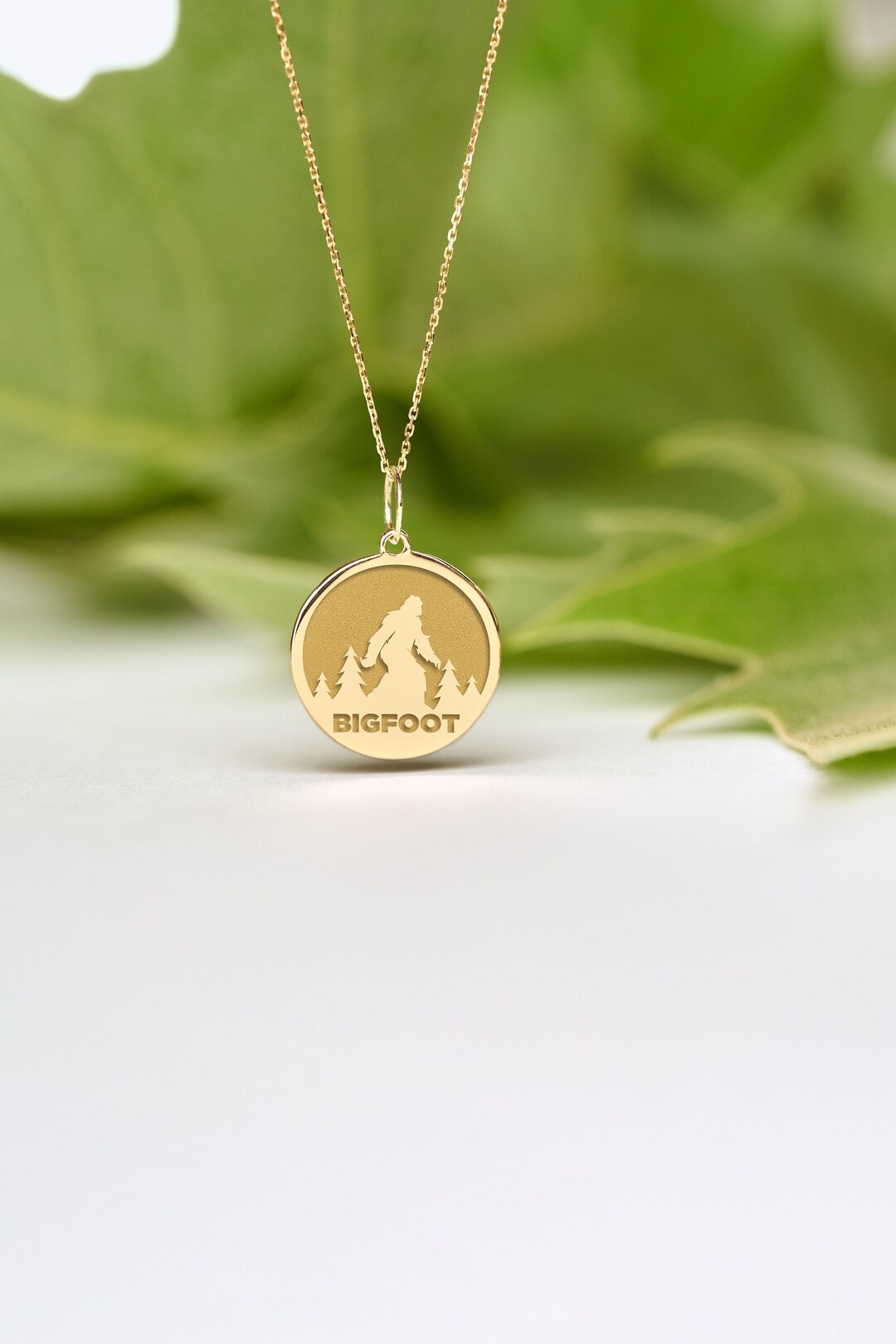 14k Solid Gold Bigfoot Necklace • Personalized Sasquatch Pendant ...