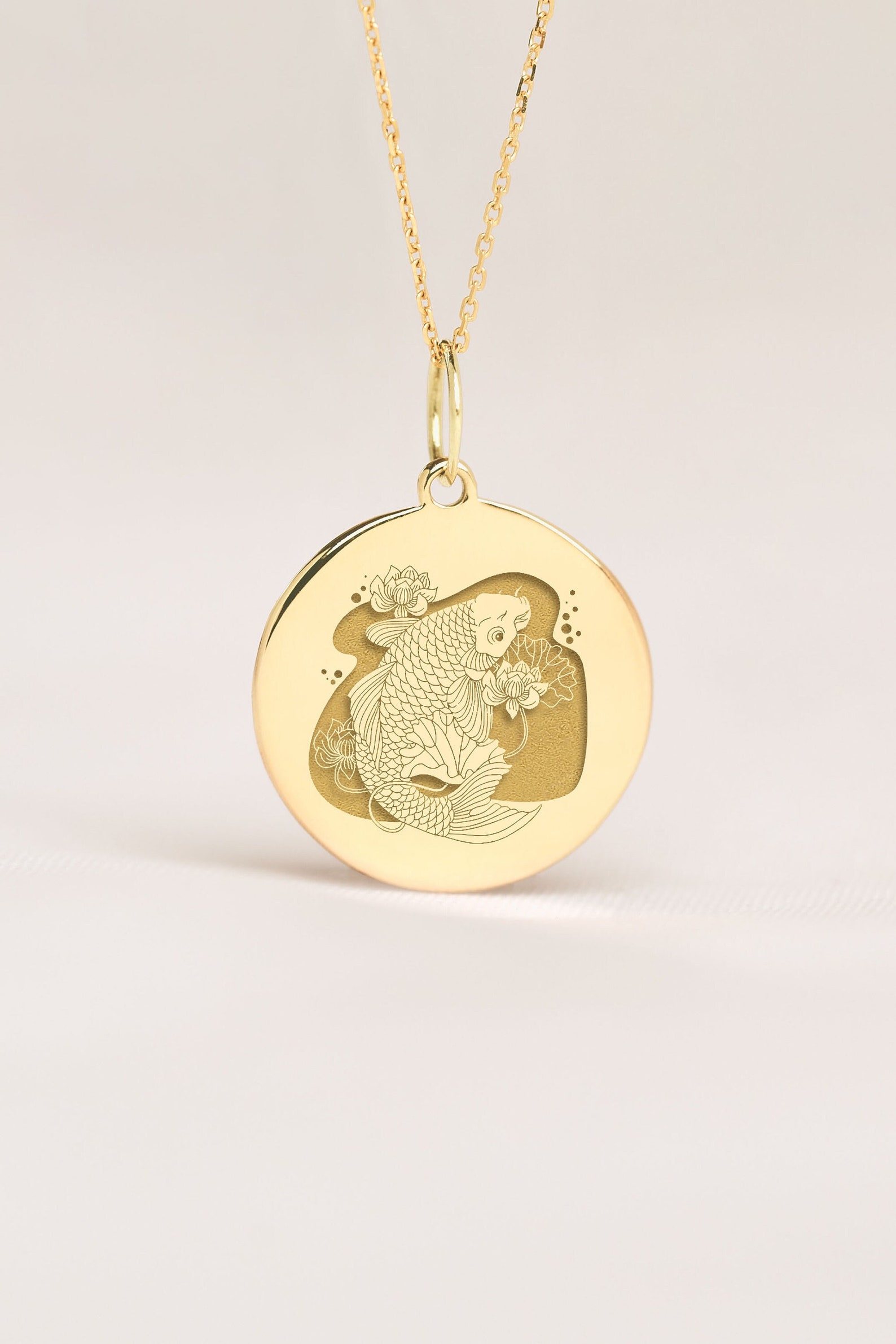 14k Solid Gold Koi Fish Necklace Dainty Japanese Fish Pendant ...