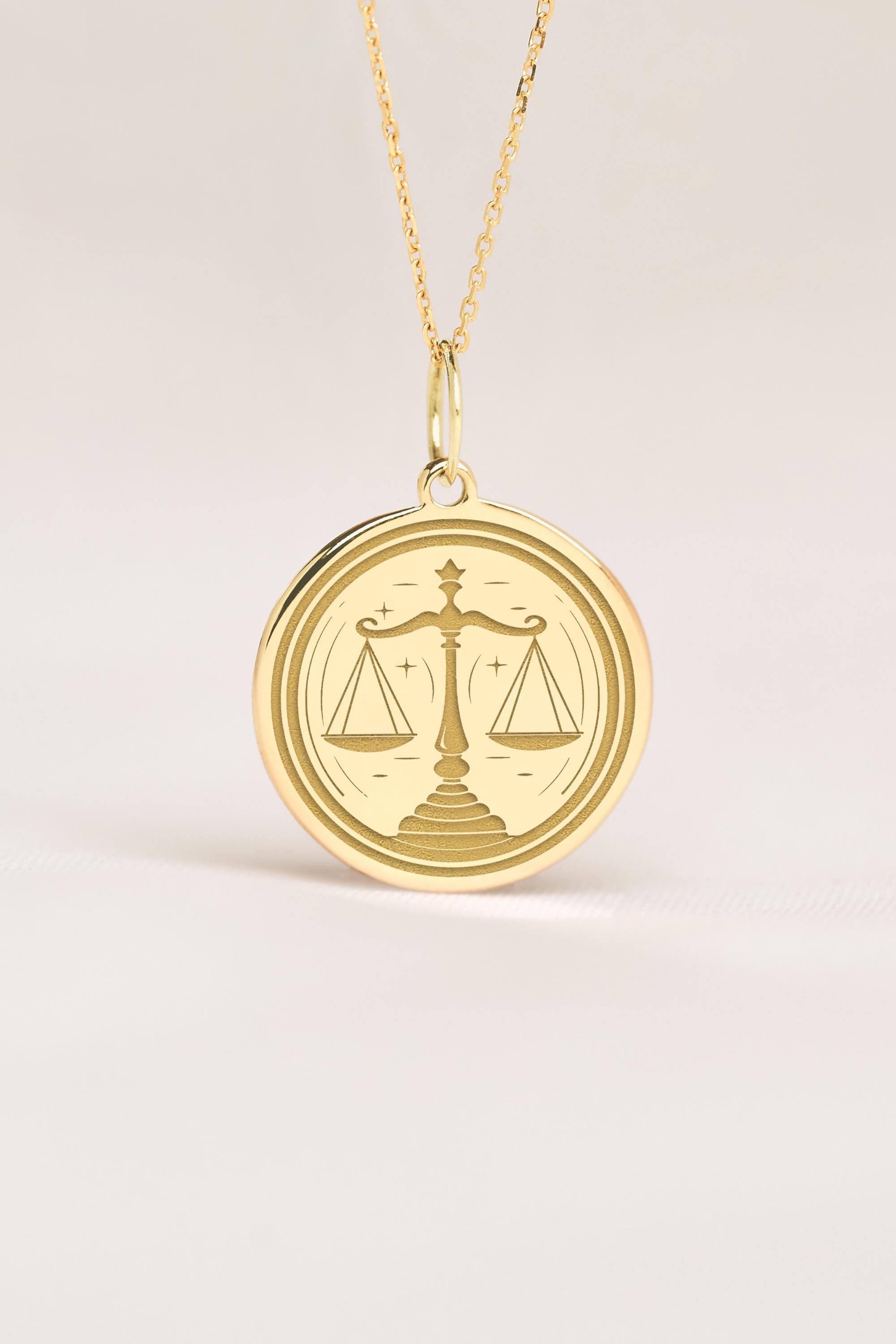 Personalized Gold Scale of Justice Necklace • 14K Solid Gold Law School ...
