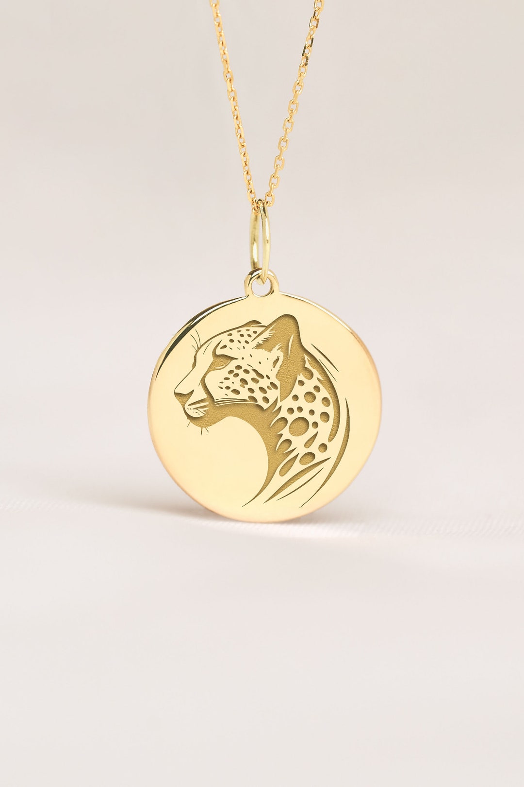 14k Solid Gold Leopard Necklace • Dainty Panther Pendant • Personalized ...