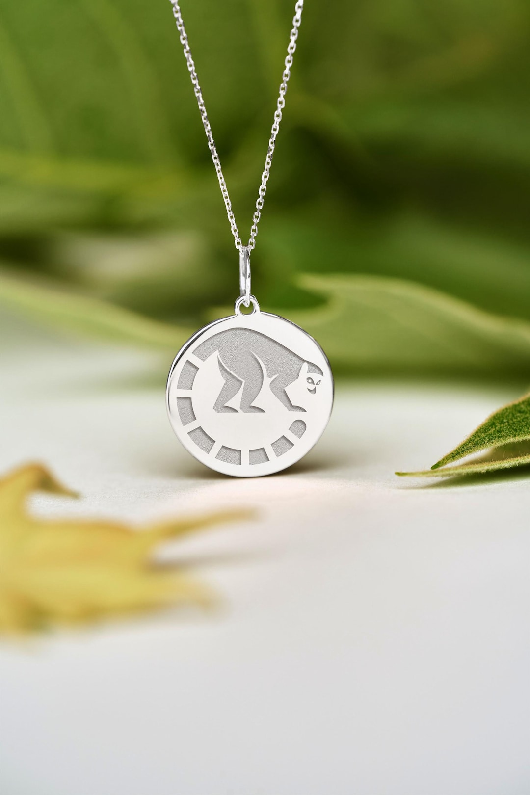 Sterling Silver Lemurs Necklace • Dainty Animal Pendant • Personalized ...