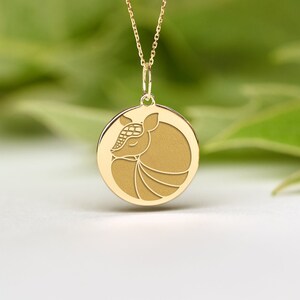 14k Solid Gold Armadillo Necklace • Dainty Armadillo Pendant ...